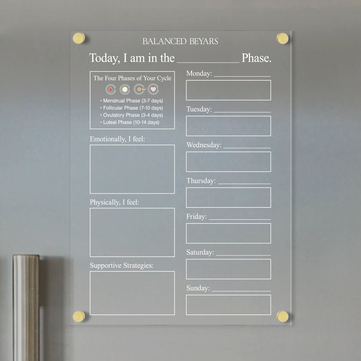 Balanced Beyars Weekly Phase Board – Girl Friday