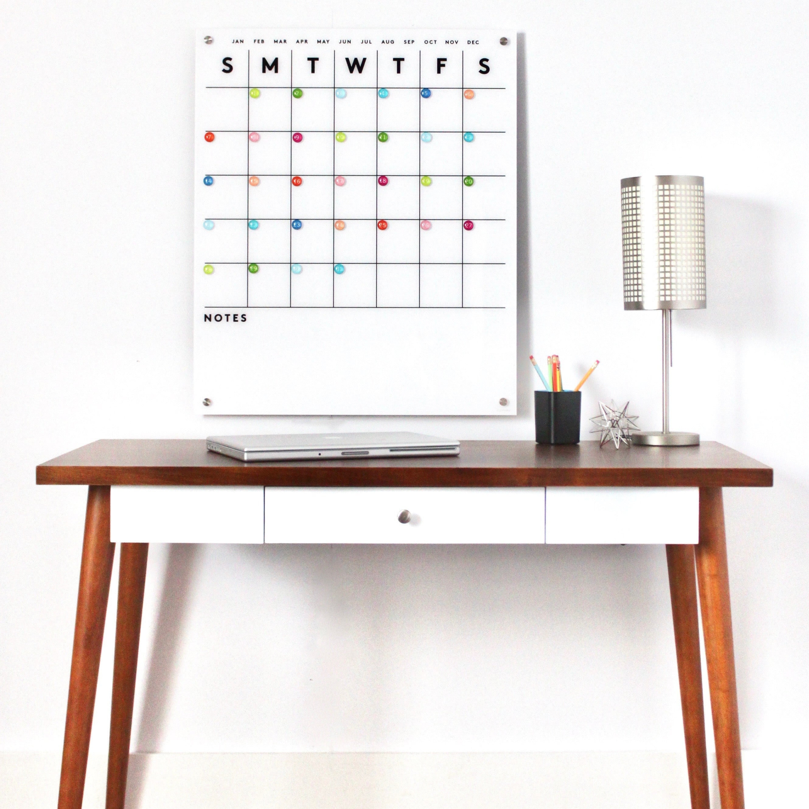 Dry Erase Magnetic Acrylic Calendar with Bottom Notes – Girl Friday