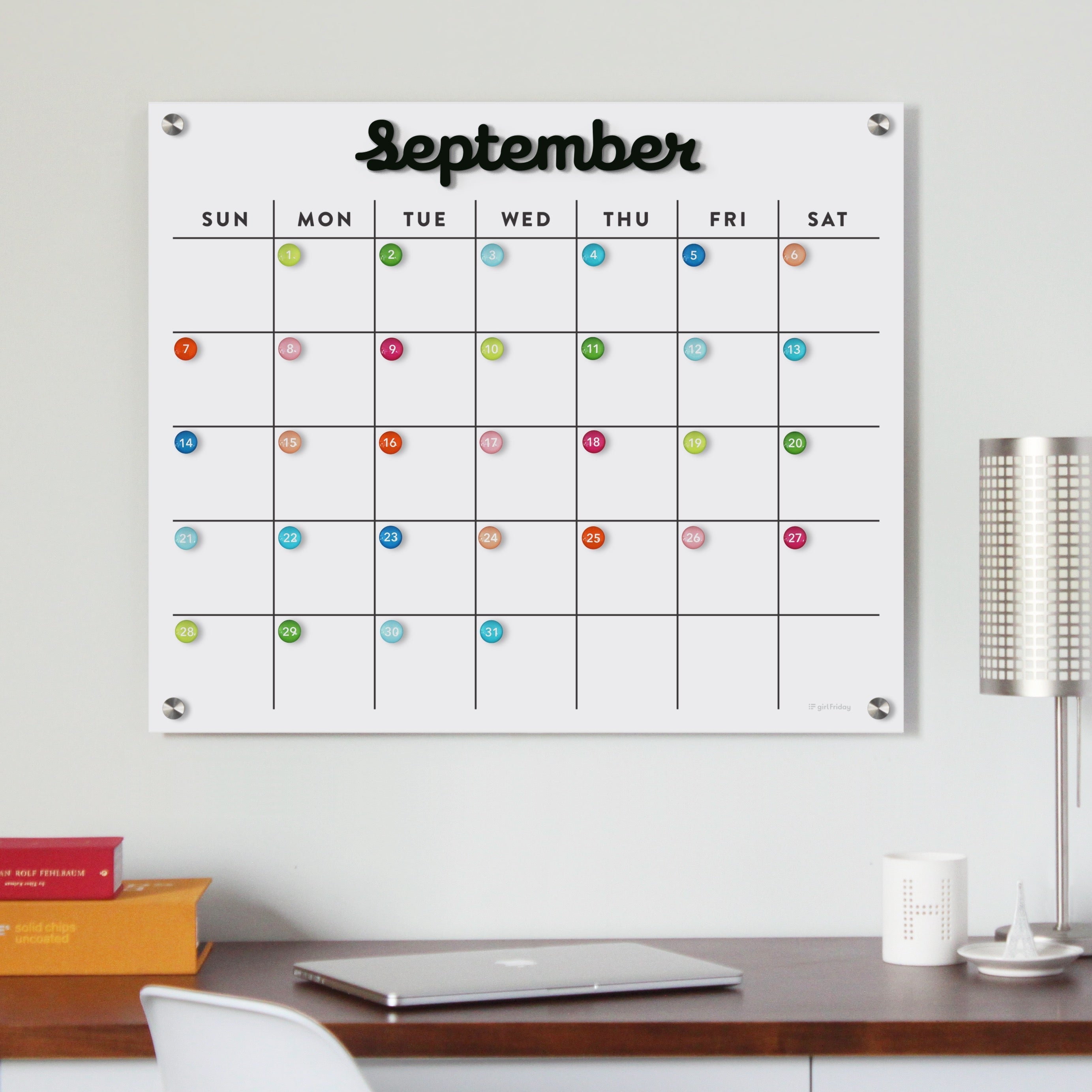 Dry Erase Magnetic Acrylic Calendar with Side Notes – Girl Friday