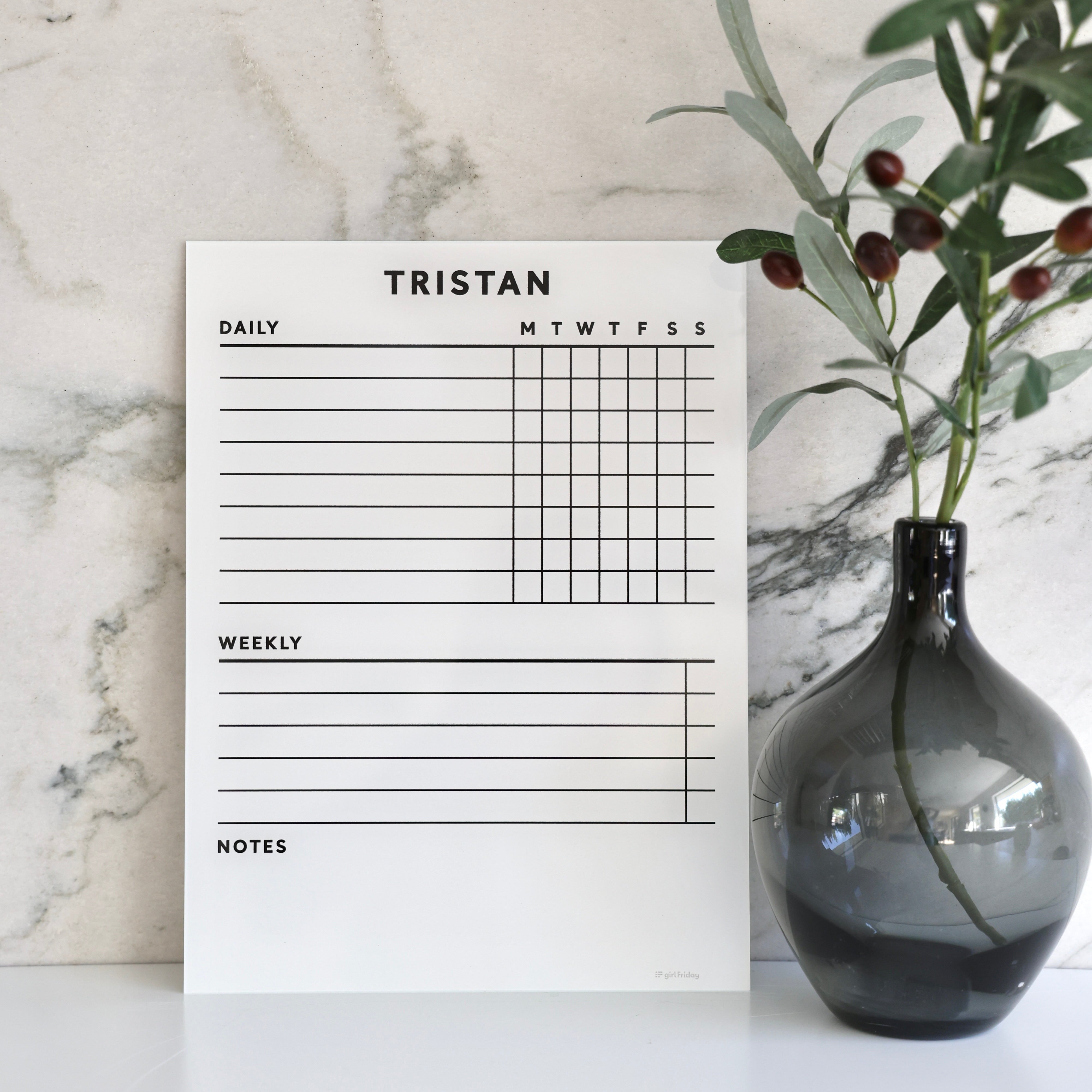 White Acrylic Chore Chart | Customizable | No hardware required – Girl ...
