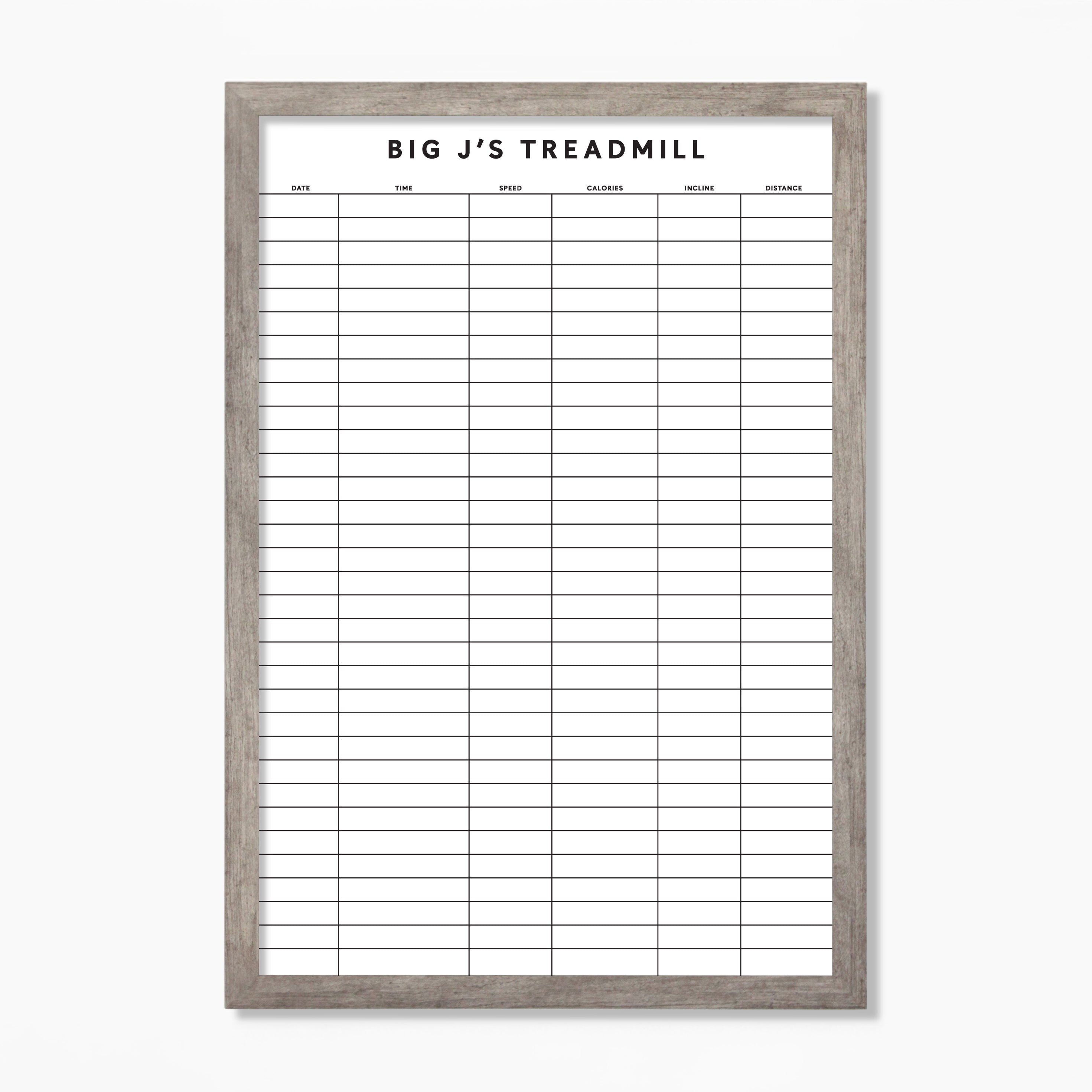 24 X 36 Treadmill Fitness Tracker for Gym Workout Whiteboard ...