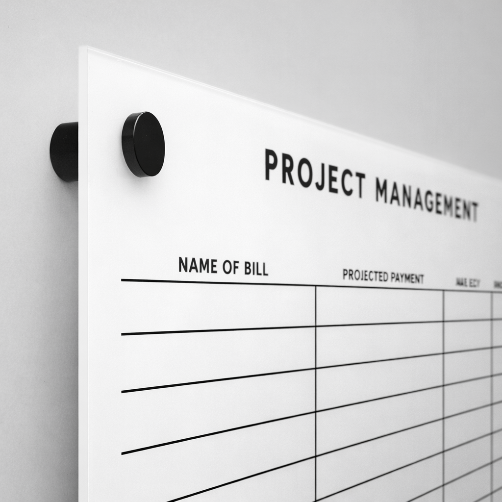 White Acrylic Project Management Dry Erase Board – Girl Friday