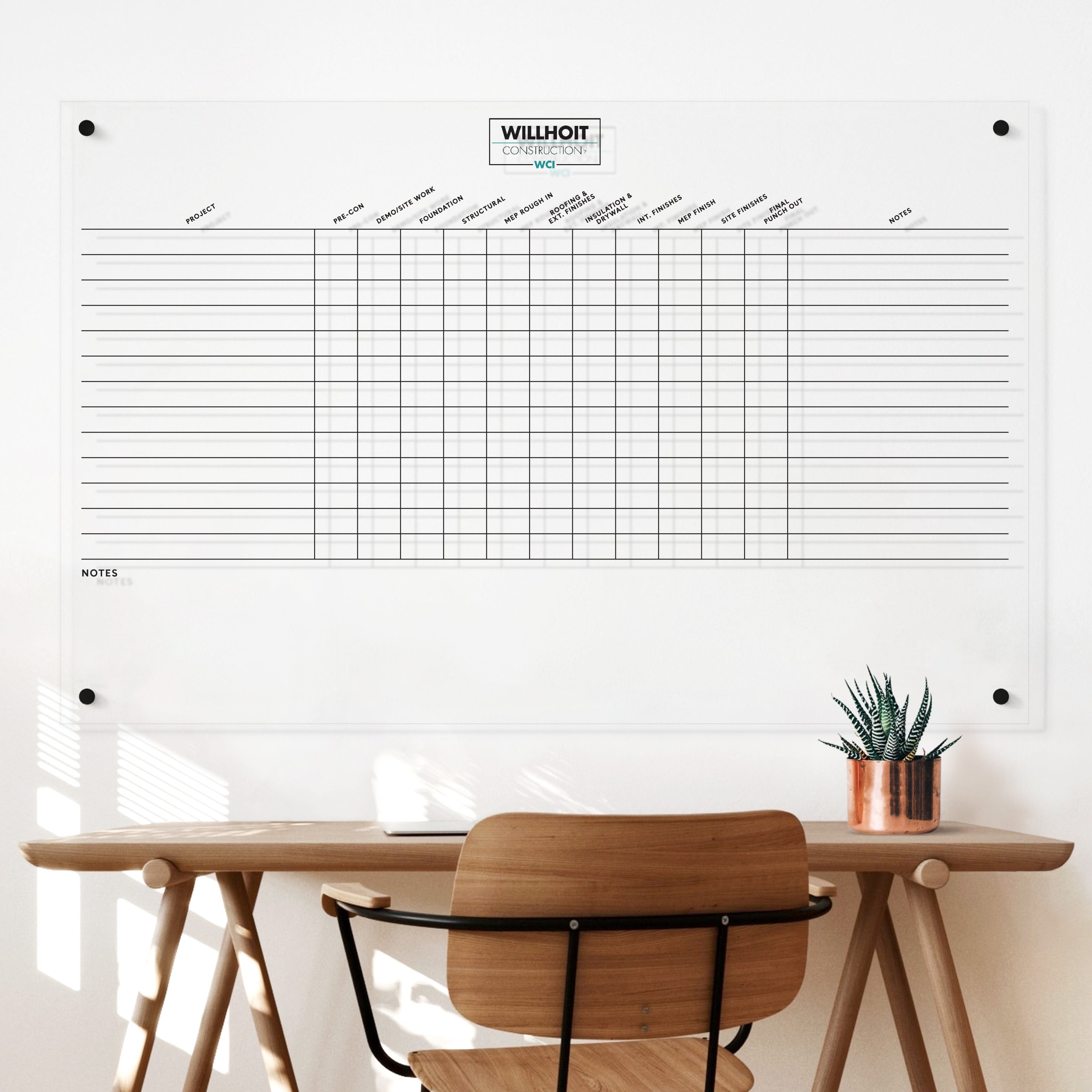 Construction Project Tracking | Clear Acrylic Whiteboard w/notes – Girl ...