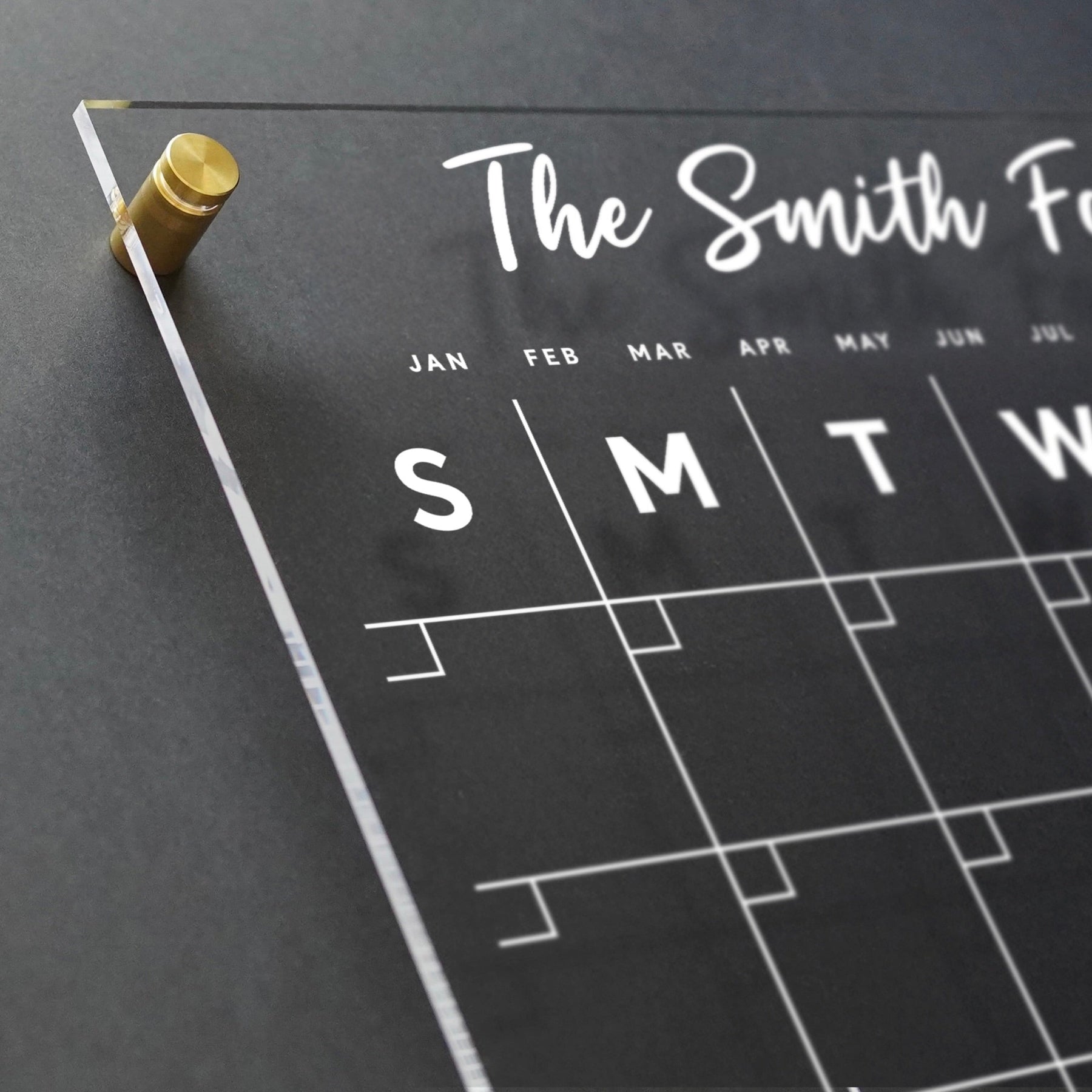 Clear Acrylic Customizable Monthly Wall Calendar with 2 Sections | Hor ...