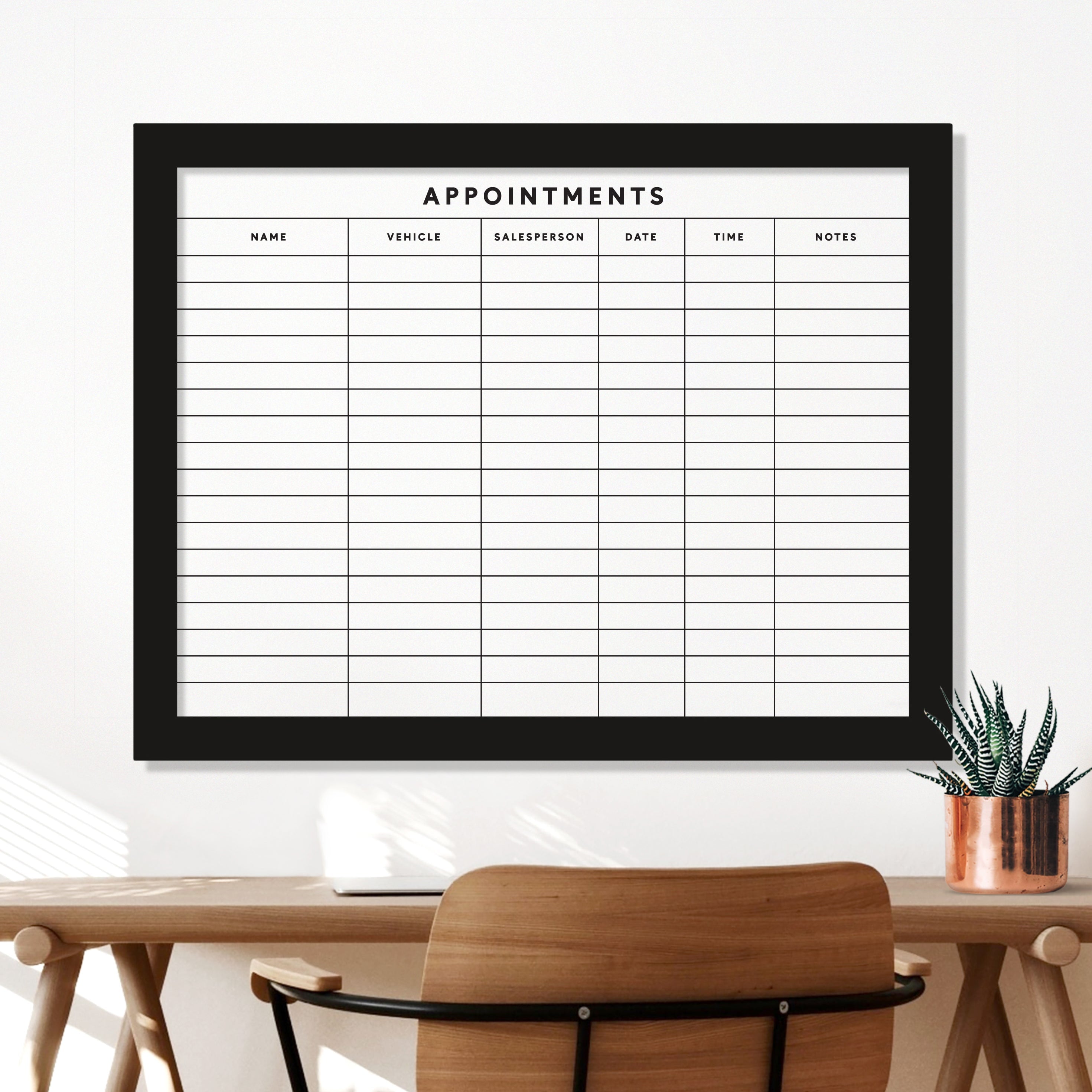 Car Dealership Appointment Schedule Framed Whiteboard – Girl Friday