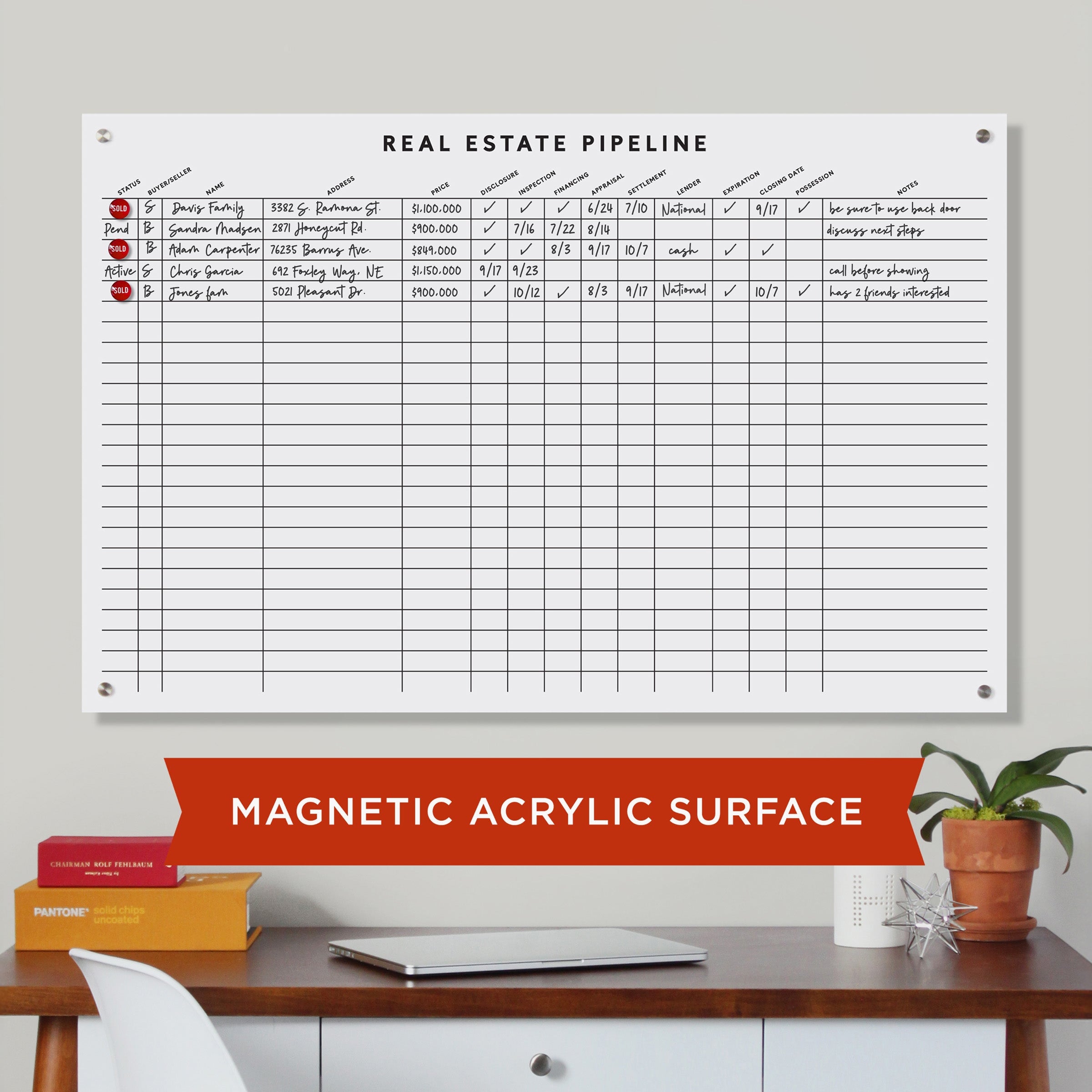 Magnetic Acrylic Realtor Whiteboard - White Acrylic – Girl Friday