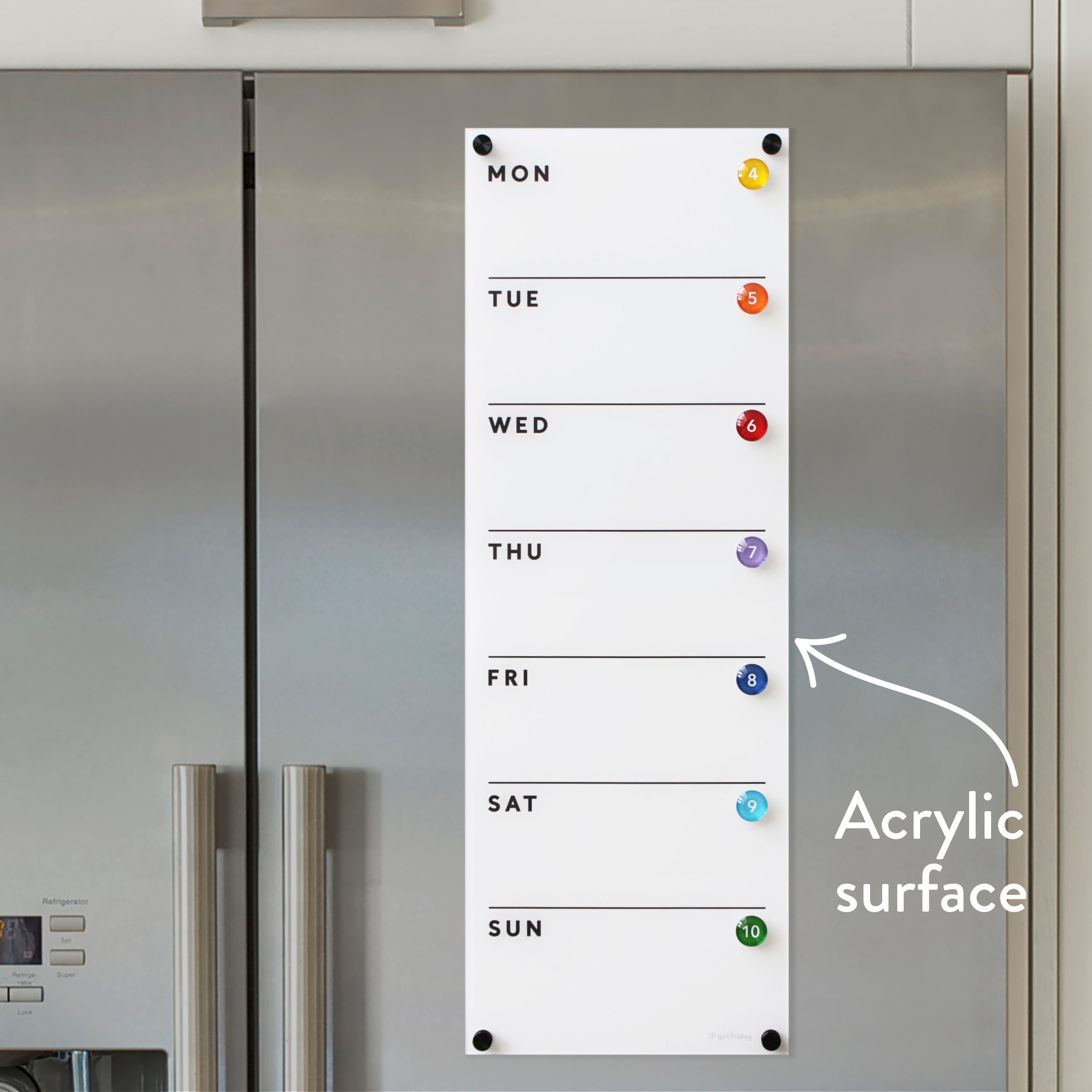 White Acrylic Weekly Fridge Calendar | Vertical – Girl Friday