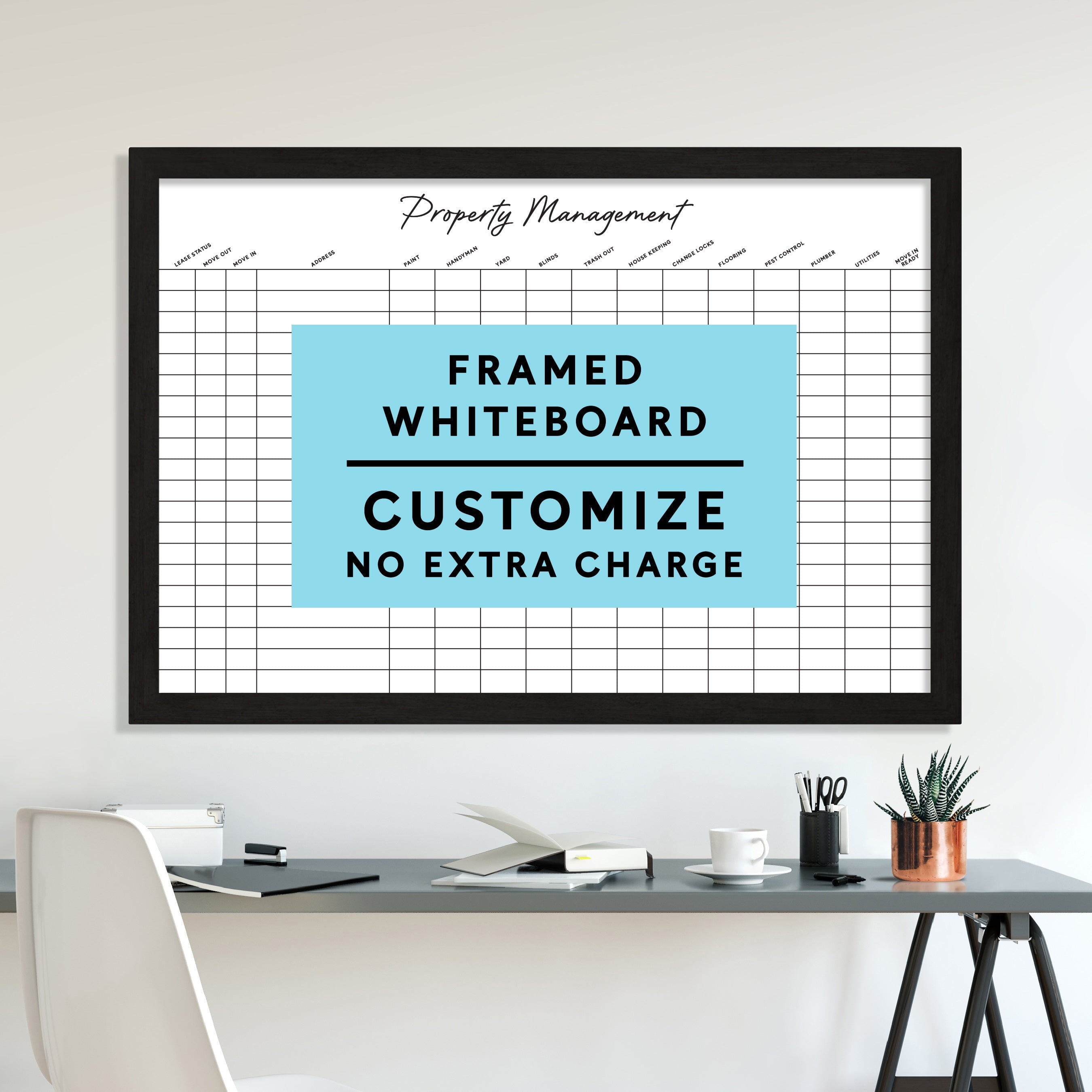 Property Management Tracker Framed Whiteboard – Girl Friday
