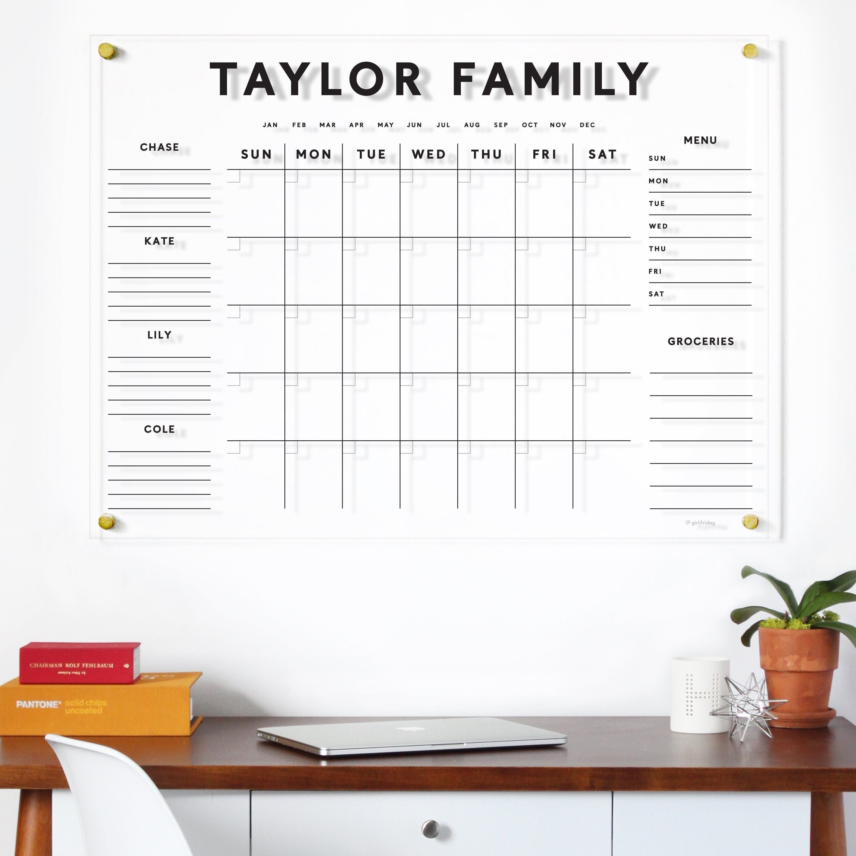 Clear Acrylic Customizable Monthly Wall Calendar with Chore Charts ...